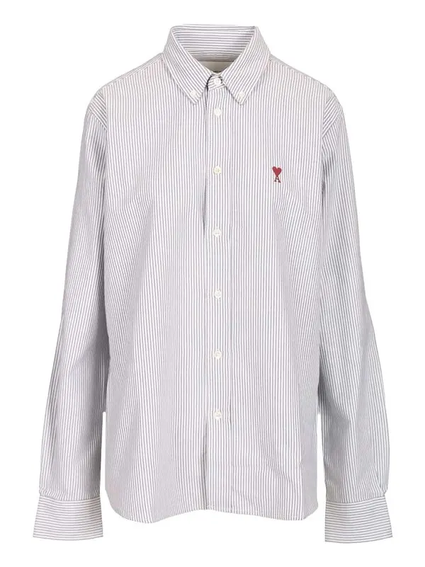AMI Paris Striped Cotton Shirt - Blue
