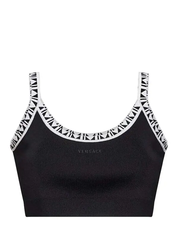 Versace Knit Cropped Top With Jacquard Details - Multicolor