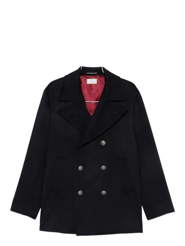 Brunello Cucinelli Virgin Wool Pea Coat - Blue