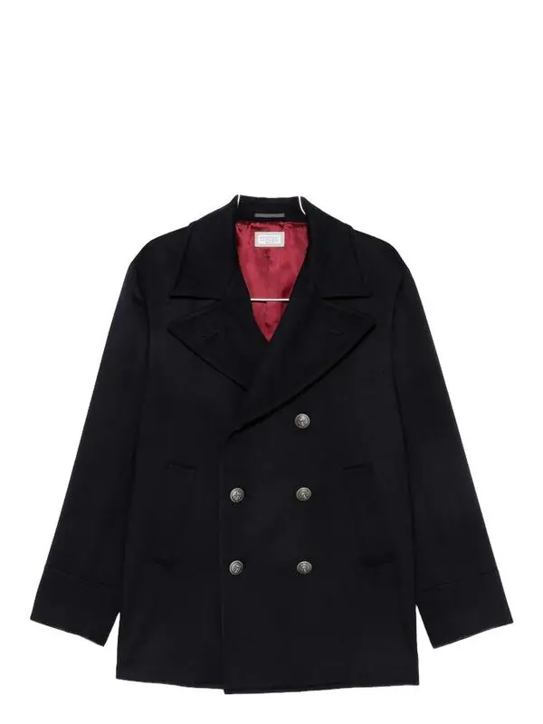 Brunello Cucinelli Virgin Wool Pea Coat - Blue