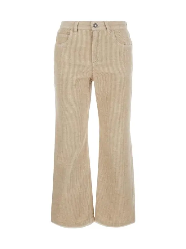 Isabel Marant Étoile Ruthie' White Pants With Logo Patch On The Back In Corduroy For - Multicolor