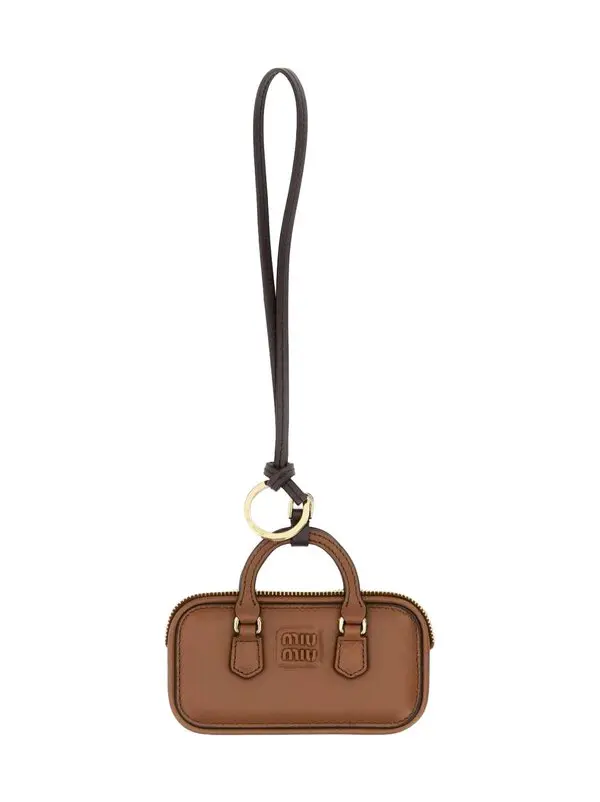 Miu Miu Arcadie Leather Keychain - Orange
