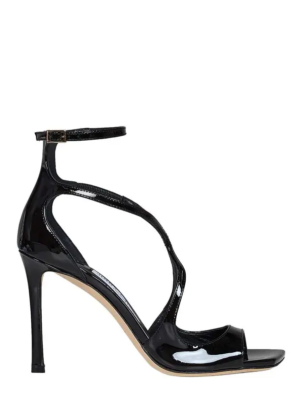 JIMMY CHOO Black Patent Leather Azia 95 Sandals - Multicolor