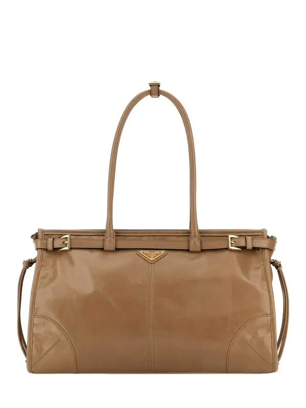 Prada Cappuccino Leather Shoulder Bag - Brown