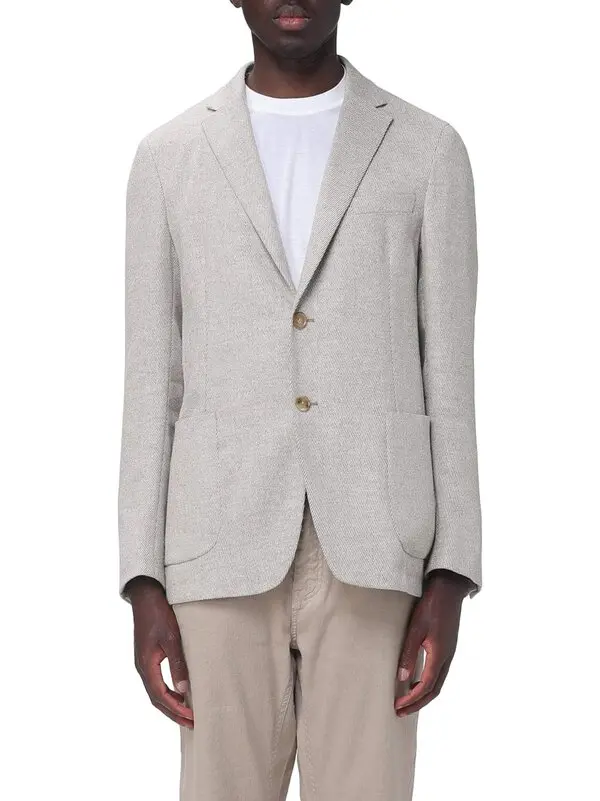 Zegna Chevron Silk, Linen And Wool Single-breasted Blazer - Blue