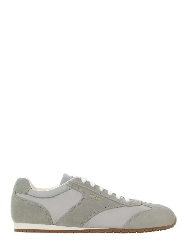 Prada Suede And Fabric Sneakers - Gray