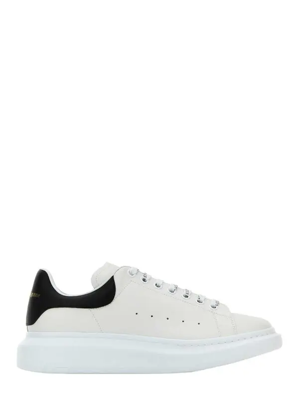Alexander McQueen Leather Sneakers With Black Leather Heel - White