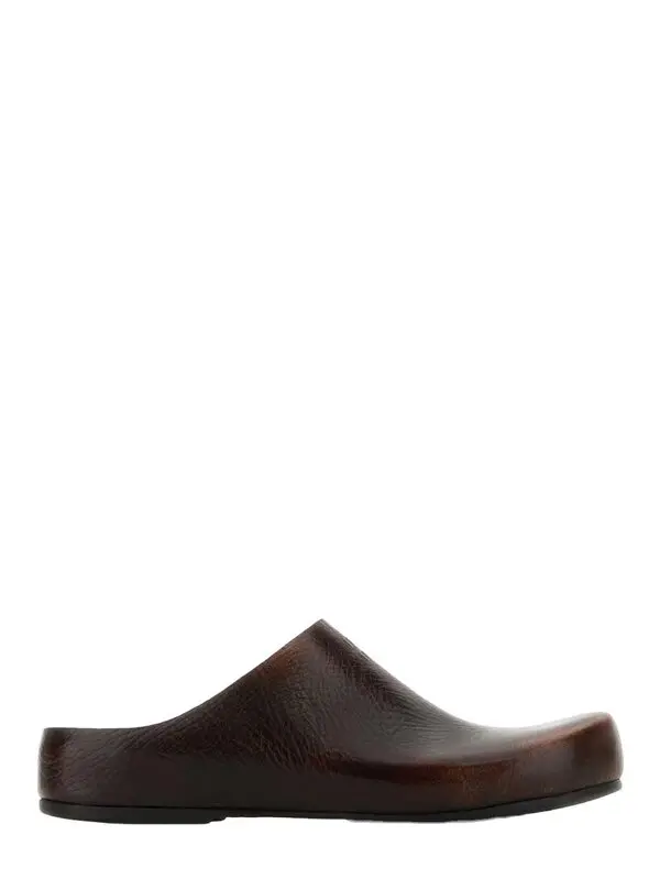 Miu Miu Leather Slippers - Brown
