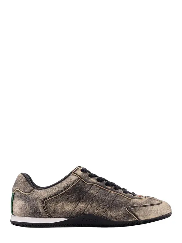 Gucci Shift Delave Leather Sneakers - Black