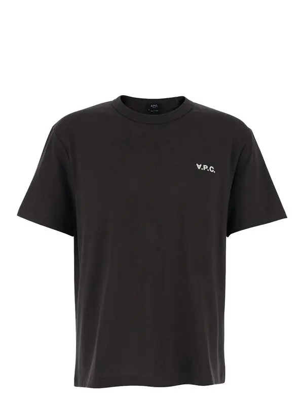 A.p.c. Crew Neck T-shirt With Front Logo In Cotton - Brown