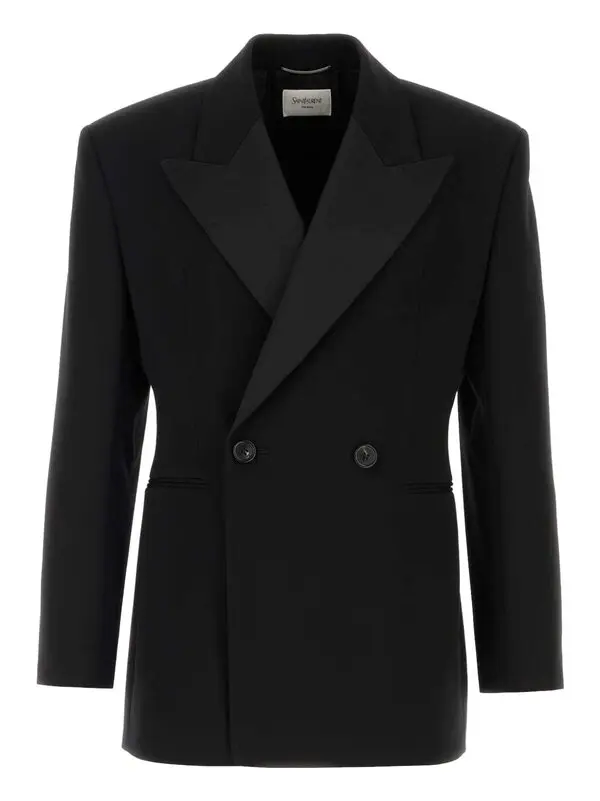 Saint Laurent Veste Croisée Grain De Poudre - Multicolor