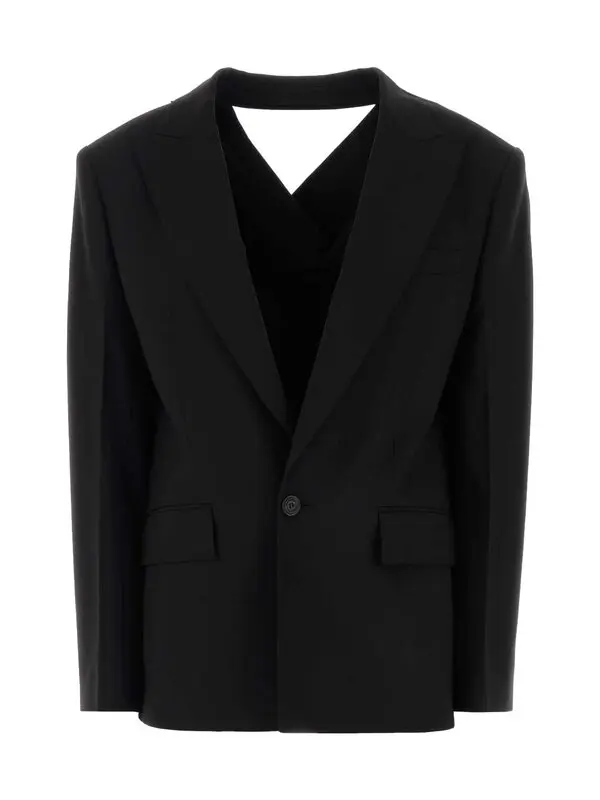 Dsquared2 Stretch Wool Blend Peek-a-boo Blazer - Black
