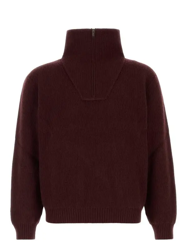 Saint Laurent Burgundy Wool Sweater - Red