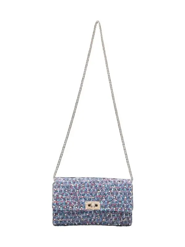 Valentino Garavani Tweed Rockstud Cross Body Bag - Blue
