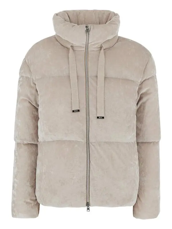 Herno High Collar Velvet Effect Puffer Jacket - Multicolor