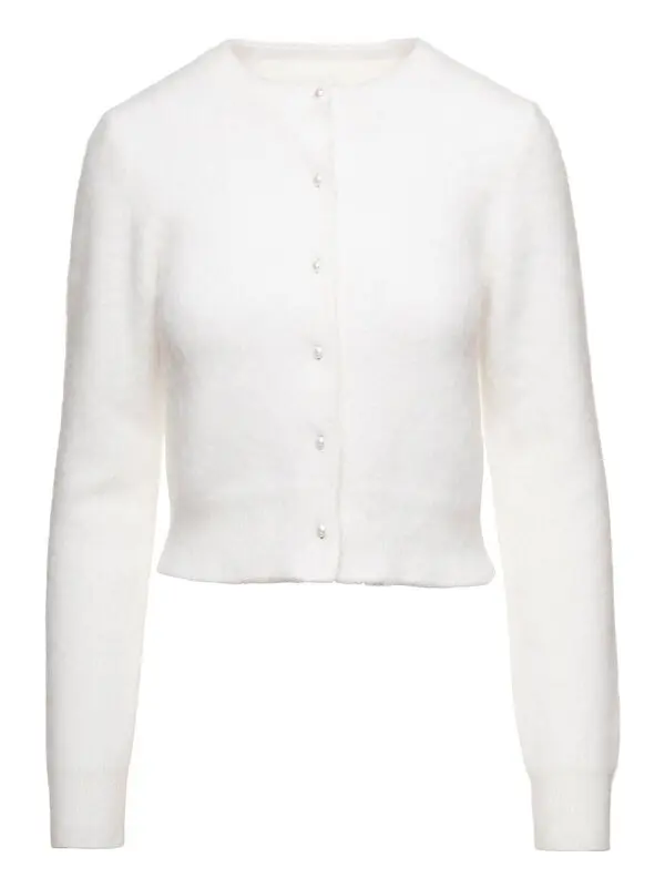 MAISON MARGIELA Angora Cropped Cardigan - White