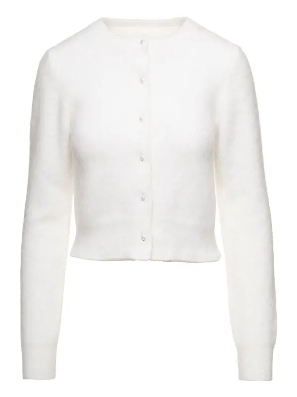 MAISON MARGIELA Angora Cropped Cardigan - White