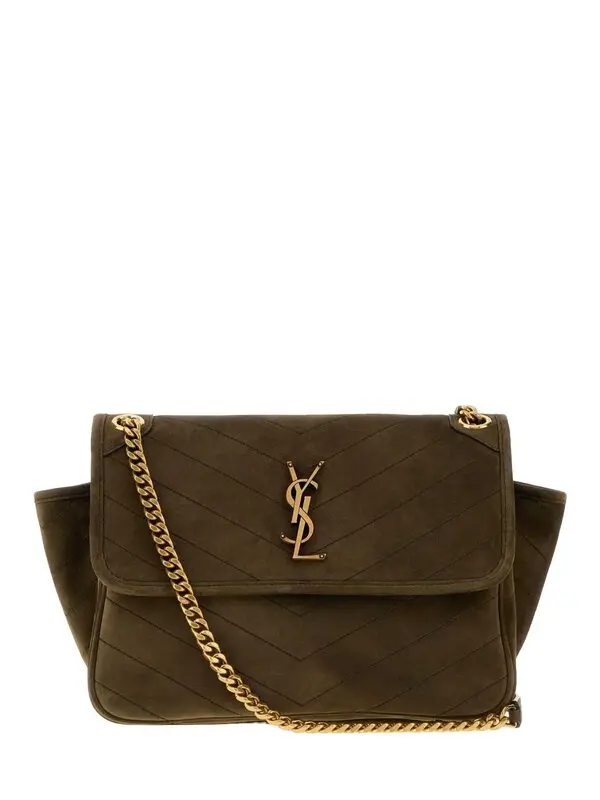 Saint Laurent Army Suede Niki Tripouch Shoulder Bag - Green
