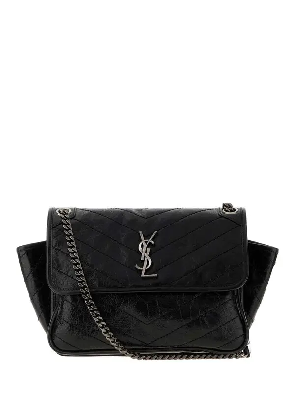 Saint Laurent Leather Niki Tripouch Shoulder Bag - Black