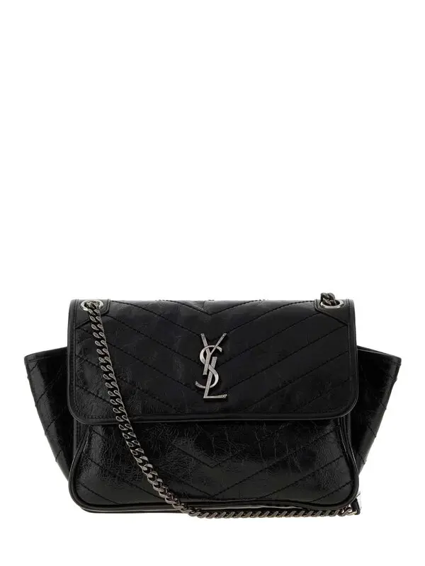 Saint Laurent Leather Niki Tripouch Shoulder Bag - Black