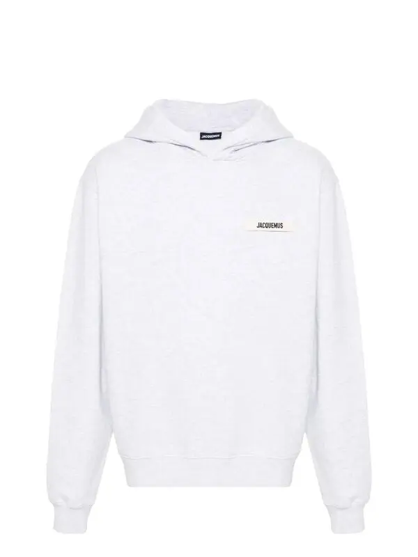 Jacquemus Grosgrain Logo-appliqué Hoodie - Gray