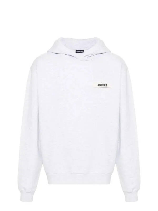 Jacquemus Grosgrain Logo-appliqué Hoodie - Gray