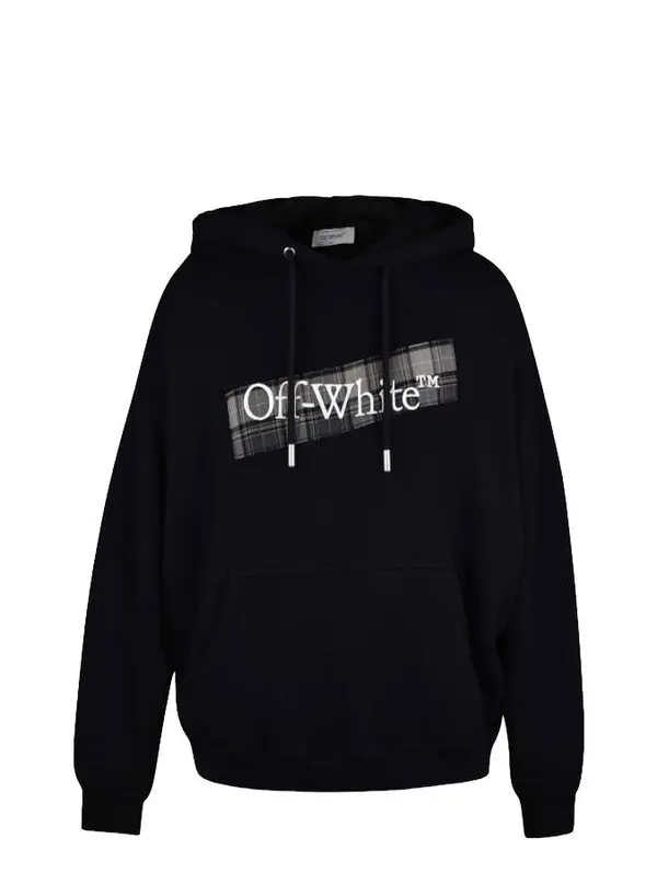 Off-White Cotton Hooded Sweatshirt - Black