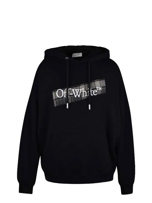 Off-White Cotton Hooded Sweatshirt - Black