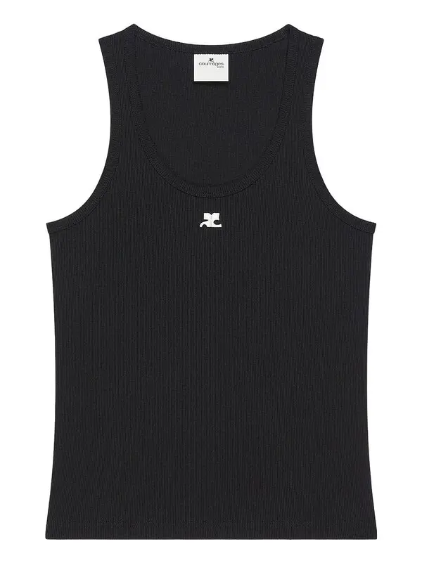 COURREGES Ribbed Tank Top - Black