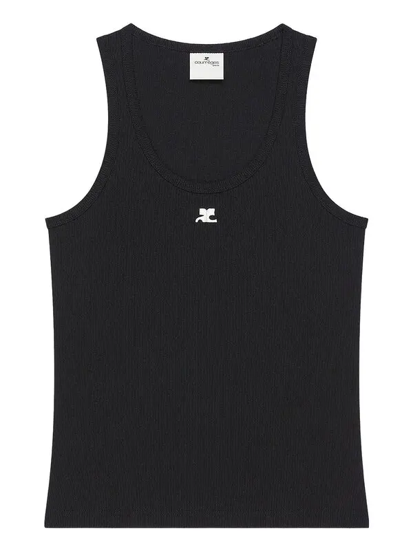 COURREGES Ribbed Tank Top - Black