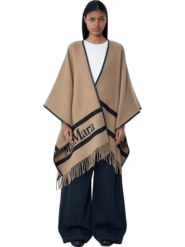 Max Mara Logo Motif Poncho - Brown