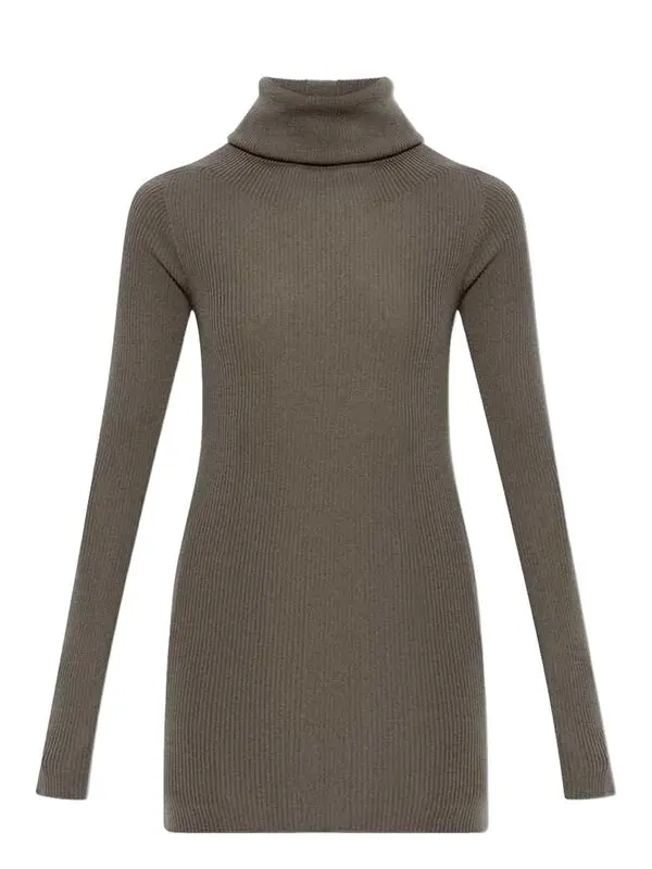 Rick Owens Ribbed Wool Turtleneck Sweater - Gray