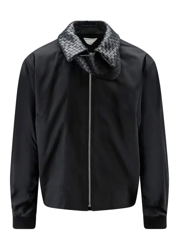 Bottega Veneta Nylon And Cotton Jacket With Intrecciato Details - Multicolor