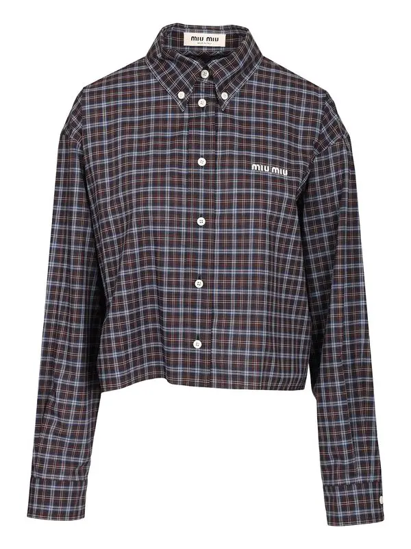 Miu Miu Cotton Tartan Shirt - Blue
