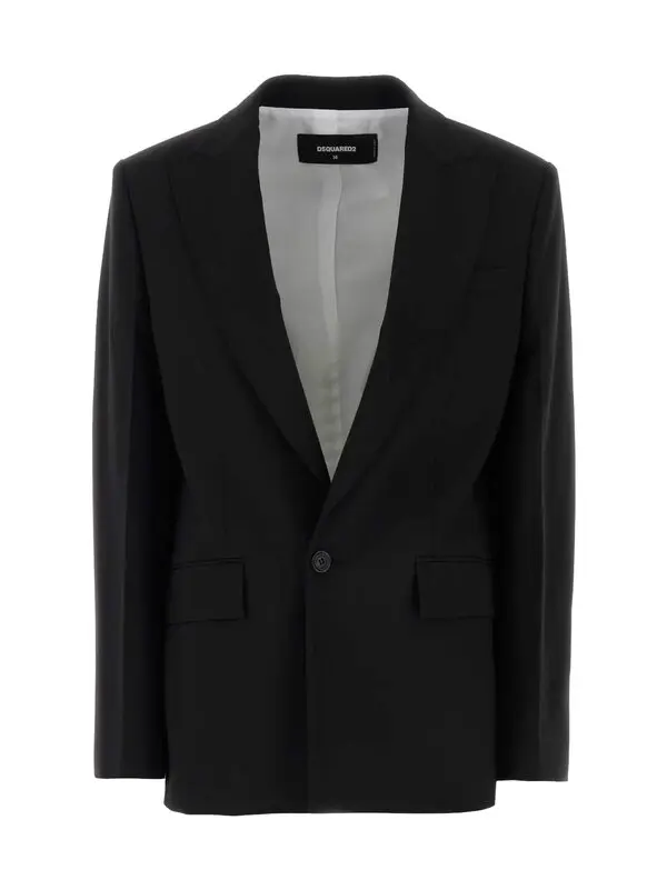 Dsquared2 Stretch Wool Blend Oversize Blazer - Black