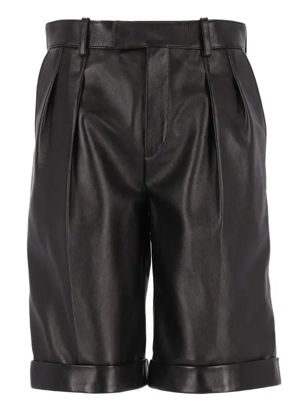 Saint Laurent Lambskin Bermuda Shorts - Black