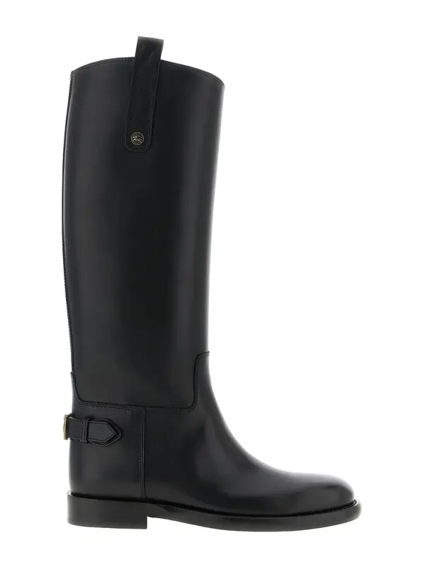Burberry Smooth Calf Leather Cavalier Boots - Black