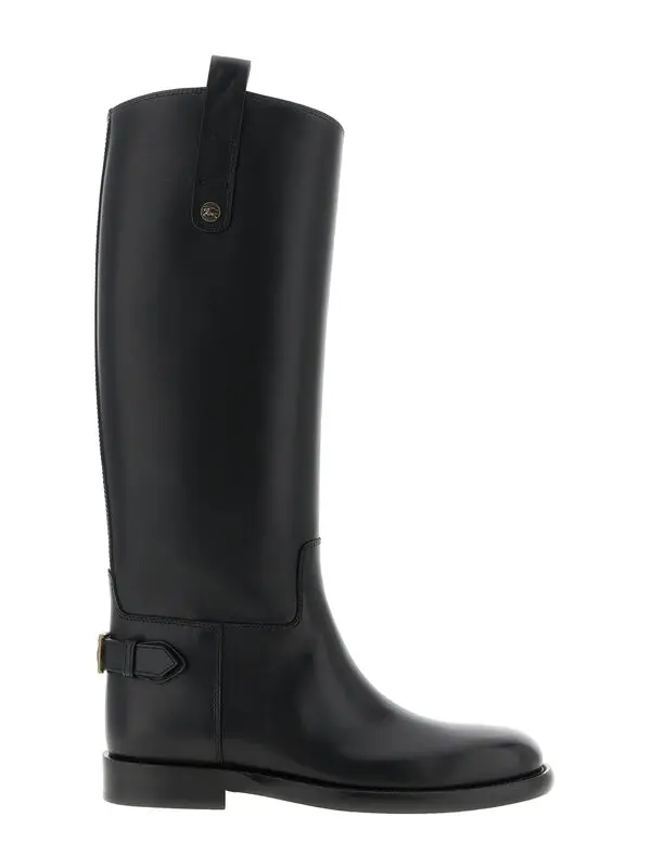Burberry Calf Leather Cavalier Boots - Black