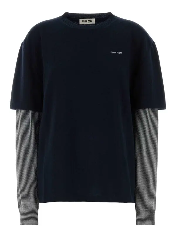 Miu Miu Wool Blend Layered Sweater - Blue