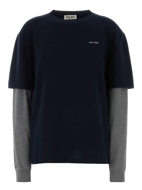 Miu Miu Wool Blend Layered Sweater - Blue