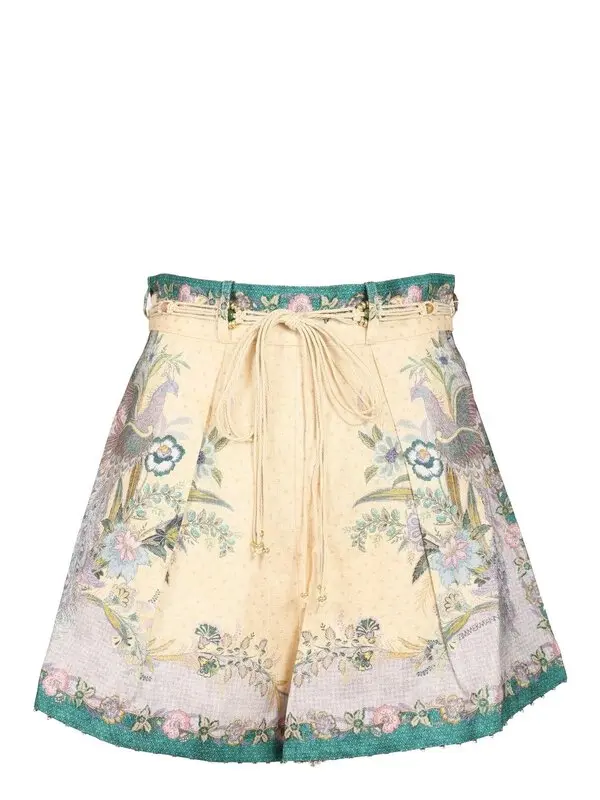 Zimmermann Indra Printed Linen Shorts - Multicolor