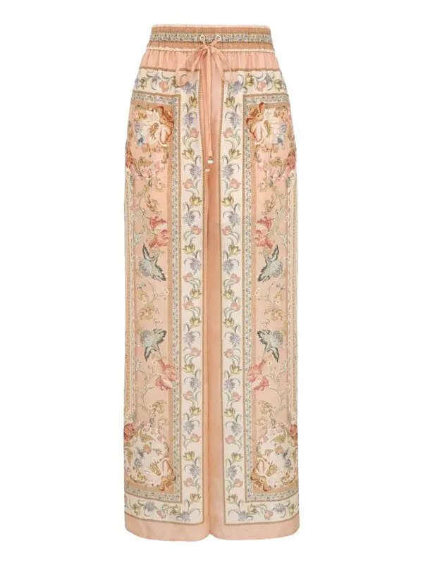 Zimmermann Roselight Printed Silk Trousers - Multicolor