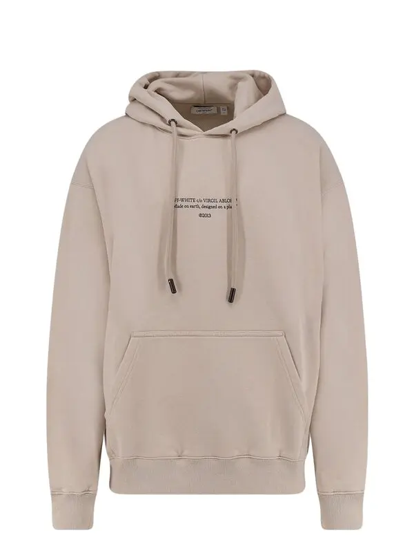 Off-White Cotton Sweatshirt With Frontal Logo Print - Multicolor