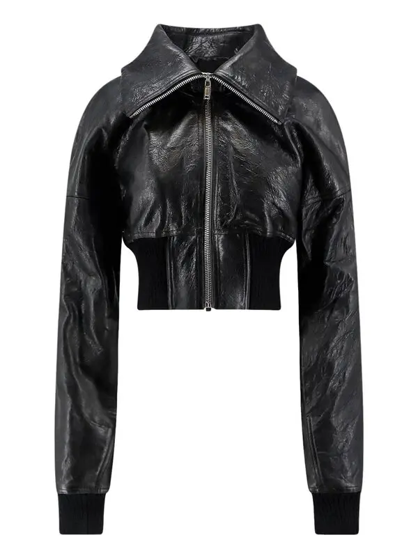 Rick Owens Dracuflight Cropped Leather Jacket - Black
