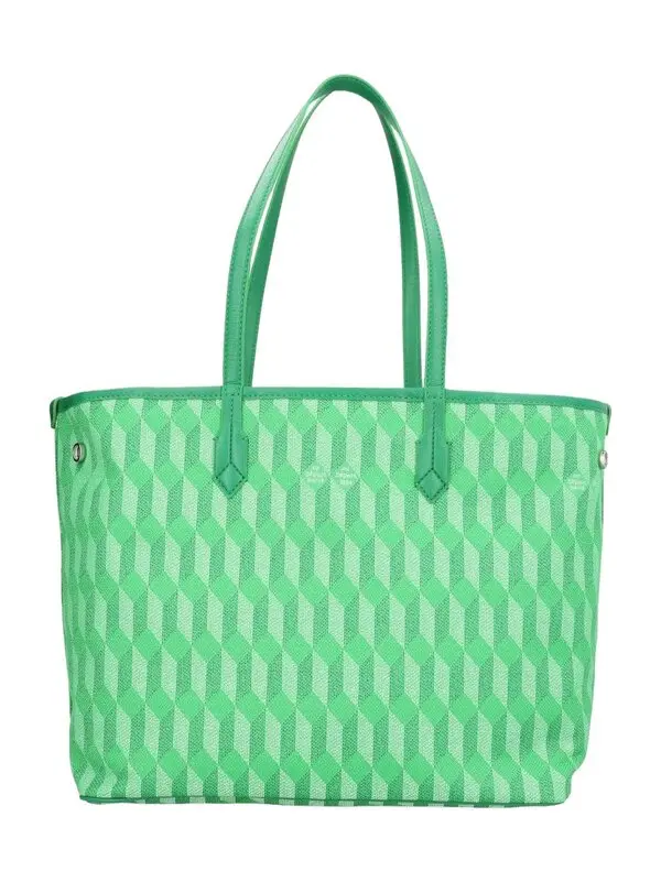 AU DEPART Monogrammed Coated Canvas Tote Bag N. 47 - Green