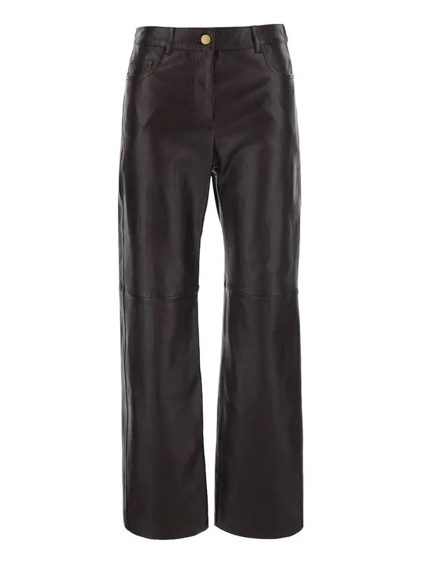 Max Mara S 'pesca' Pants With Five-pocket Design In Leather For - Brown