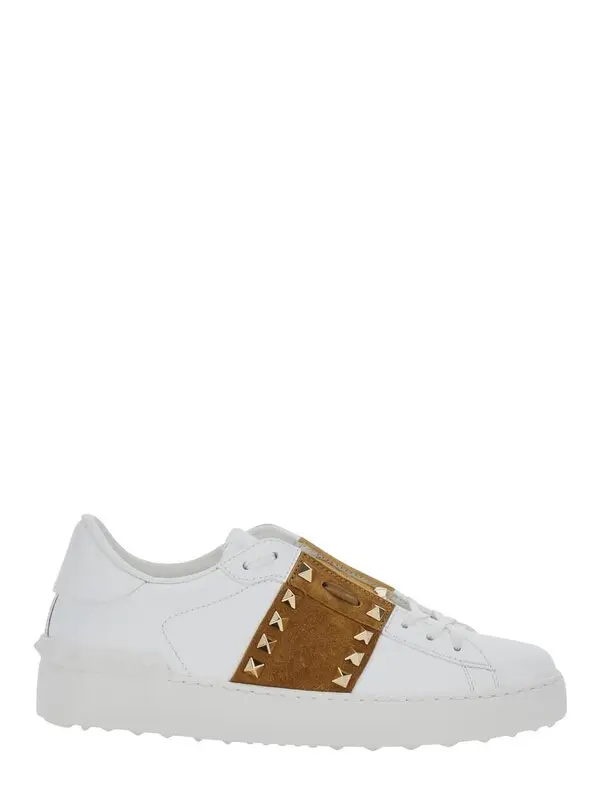 Valentino Garavani Rockstud Untitled Leather And Suede Sneaker - Multicolor