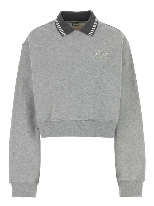 Miu Miu Cotton Polo Shirt - Gray