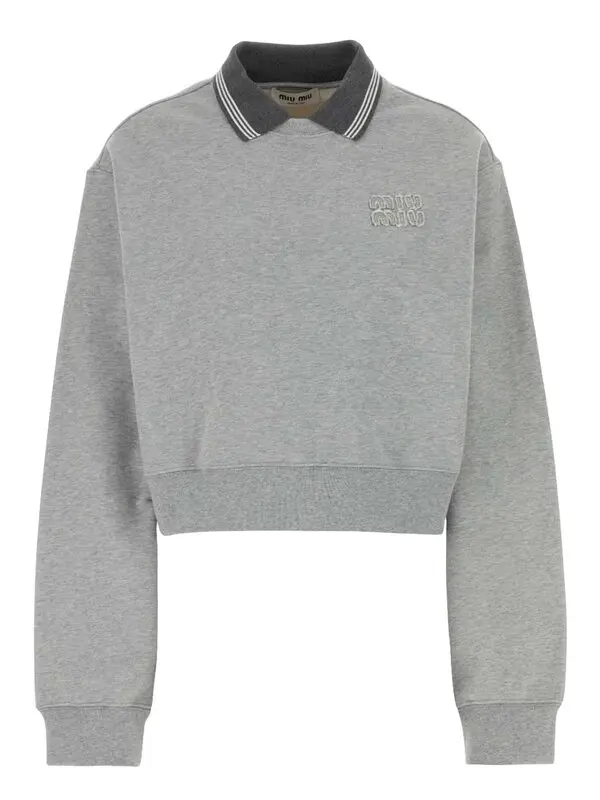 Miu Miu Cotton Polo Shirt - Gray