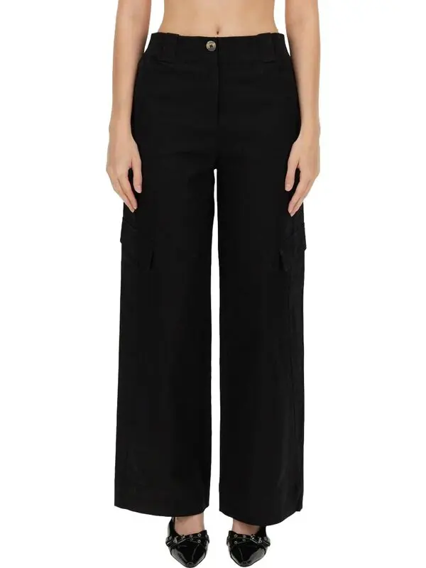 GANNI Herringbone Pants - Black